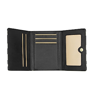 MINGSEECESS Women PU Leather Small Coin Wallet Cute Cow Pattern Tri-Fold Card Holder Snaps Clutch Purse