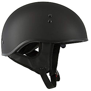 Hot Leathers T72 Black Widow Flat Black Motorcycle Half Helmet Biker w/Drop Down Visor - XX-Large