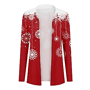 MABUTINGTI Christmas Cardigan Christmas Cardigan Long Cardigans for Women Trendy Cute Pattern Lighweight with Long Sleeve Open Front Outwear Wine XX-Large