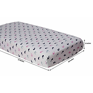 Bacati - Whales Silky Soft Breathable 100% Cotton Muslin Baby Crib Fitted Sheets - Fits Standard 28 x 52 x 5 Crib & Toddler Mattresses(Whales - Pink/Navy)