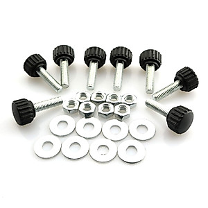 8 Set M6x20 Thumb Screw Plastic Round Shape Head Threaded Knurled Grip Knobs Clamping Screw with Nut Washer