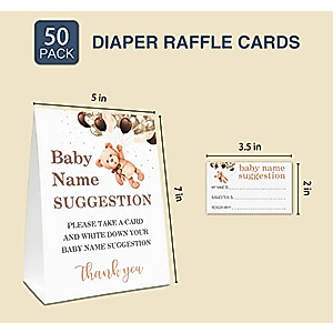 Baby Name Suggestion For Baby Shower Games, Little Bear Balloon Themed Name Suggestion Game Card, Party Favors Supplies Decorate For Baby Showers Game Cards, 1 Sign & 50 Cards Per Pack –(bbname-003)