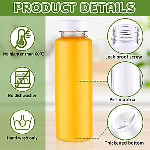 Thenshop 24 Pcs 12 oz Clear Plastic Juice Bottles with White Tamper Evident Lids Reusable Beverage Bottles Empty Drink Containers for Juicing Milk Smoothie Water Fridge Storage