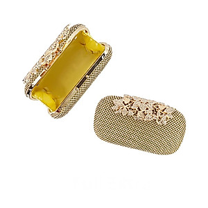 shiiriin | Women's Rhinestones Bling Crystal Clutch Purse Hand Bag | Bridal Wedding Daytime Evening Party (Gold)