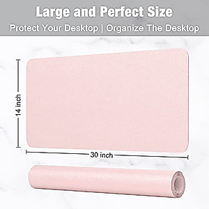 Hsurbtra Desk Pad, 30" x 14" PU Leather Desk Mat, XL Extended Mouse Pad, Waterproof Desk Blotter Protector, Ultra Thin Large Laptop Keyboard Mat, Non-Slip Desk Writing Pad for Office Home, Pink