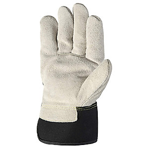 Wells Lamont Men's Heavy Duty Leather Palm Winter Work Gloves with Safety Cuff (Wells Lamont 5130L), Black, Large