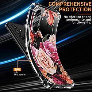 YJROP (3-Pack) for Samsung Galaxy A14 5G Case, Soft Clear TPU [Scratch-Resistant] Drop Silicone Bumper Protection Shockproof Phone Case Cover for Samsung Galaxy A14 5G, Flower