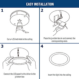 POWERASIA 2 Pack Recessed Lighting 4 Inch with Junction Box, 2700K/3000K/4000K/5000K/6000K Dimmable Flush Mount Ceiling Light, 9W 700lm Canless Recessed Lighting-ETL and Energy Star Certified