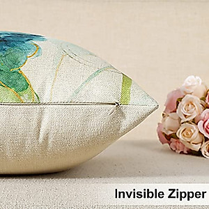 Artscope Set of 4 Waterproof Throw Pillow Covers 18x18 Inches, Hydrangea and Lotus Pattern Decorative Cushion Covers, Perfect to Outdoor Patio Garden Living Room Sofa Farmhouse Decor