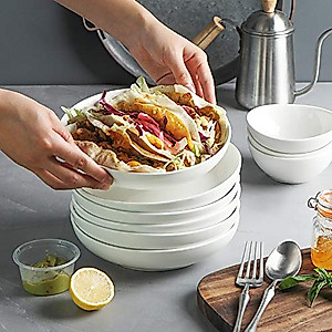 Sweejar Ceramic Pasta Bowls Set, 23 OZ for Salad, Soup, Cereal, Set of 6 (White)