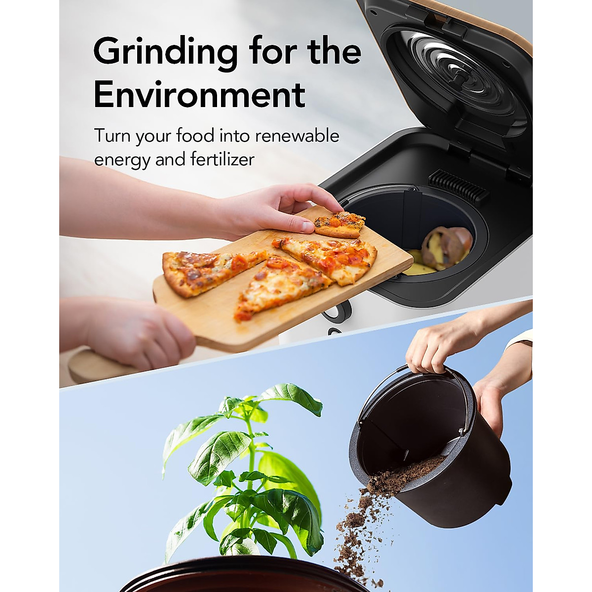 iDOO Smart Kitchen Composter, Electric Food Compost Bin, Indoor Countertop Food Cycler, Home Automated Composting Machine, Odorless and Compact Mixer Grinder, 3L Capacity Turn Waste to Compost