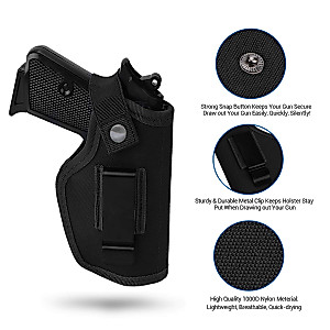 2 Pack Gun Holsters for Concealed Carry, Universal Inside Outside Waistband Holster for Pistols, IWB Belt Holster for Right & Left Hand, Fits Subcompact Compact Full Size Pistols, Black & Green