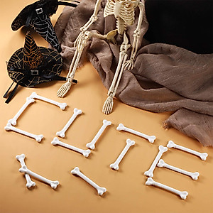 24 Pieces Plastic Bones Simulative Human Skeleton Costume Bones for Halloween Party Prop Cosplay Accessories