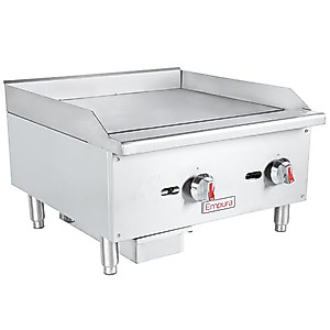 EMPURA 24" 2-Burner Countertop Gas Griddle | Flat Top Grill Hot Plate with Manual Control for Food Truck Restaurant | 60,000 BTU | 18"H x 24"W x 31"D, Stainless Steel (LP Conversion Kit Included)