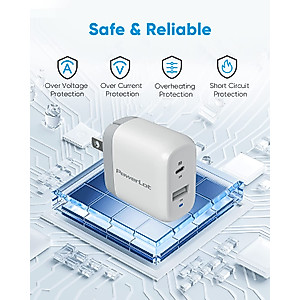 PowerLot PD 20W USB C Charger for iPhone 12, 12W USB Charger for iPad Pro, 32W Dual Port Power Adapter, GaN Wall Charger with Foldable Plug for iPhone 15 Plus/ 14/13/ iPhone SE/iPad Air/AirPods