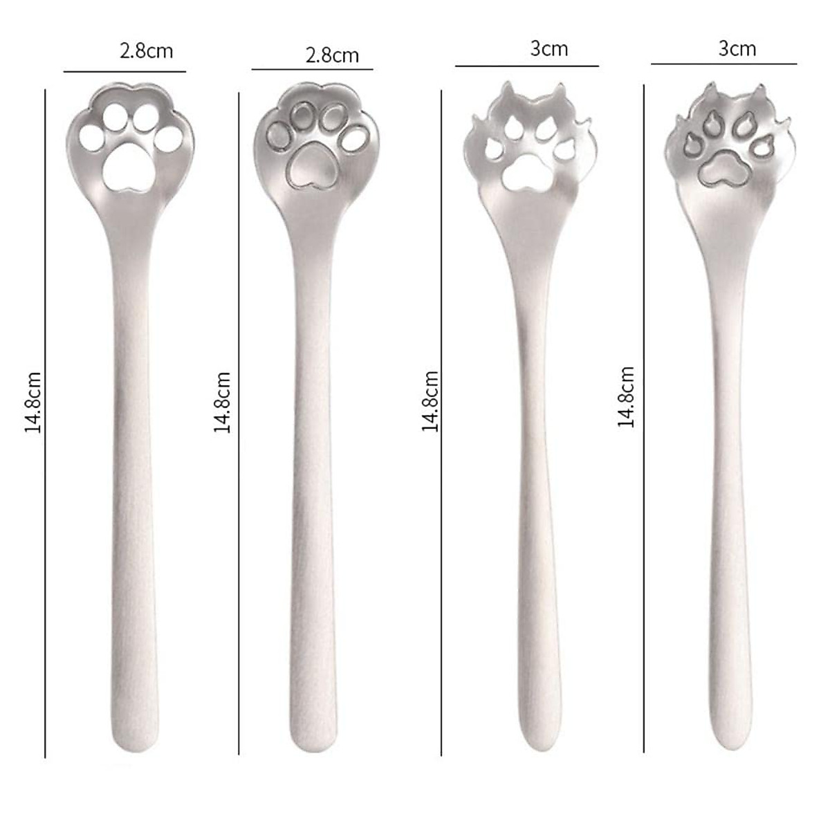 Stainless Steel Coffee Spoons, Cat Paw Teaspoons Hollow Stirring Spoons, Mixing Spoons Dessert Spoons Kitchen Accessories(Hollow Cat Paw,silver)