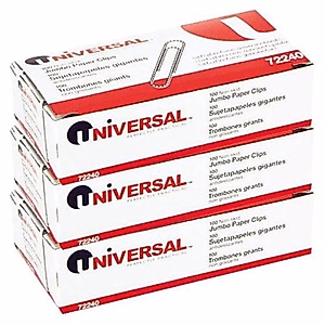 Universal Nonskid Paper Clips, Wire, Jumbo, Silver-100 ct, 3 pk