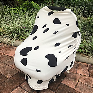 Arnzion Baby Car Seat Covers Cute Spotty Dog Super Soft Stretchy and Breathable Neutral Nursing Covers for Newborn with Storage Bag