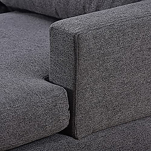 FANYE Modern King Size Cushions Upholstered Deep Seat Extra Wide Left Chaise,125.6" 8 Seaters Sectional Sofa & Couch W/for Home Office Apartment Big Family Living Room Furniture Sets, U-Shaped, Grey