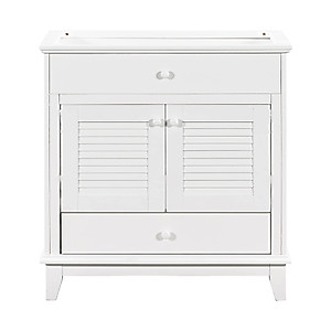 30 Inch Bathroom Vanity Base Only, Storage Cabinet with Doors and Drawer, Solid Wood Frame, White