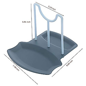 Lid and Spoon Rest, Utensil Rest with Drip Pad for Multiple Utensils, Spoon Holder & Lid Holder for Stove Top, Kitchen Utensil Holder for Spoons, Lid, Ladles, Tongs & More (Blue)