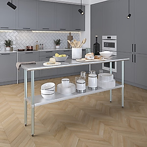 AmGood 18 in. x 72 in. Stainless Steel Work Table | Metal Kitchen Food Prep Table | NSF