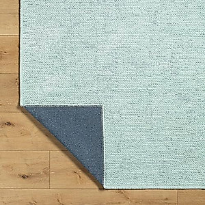 Mark&Day Washable Rugs, 7x9 Tobey Solid and Border Seafoam Area Rug, Green Carpet for Living Room, Bedroom or Kitchen (6'7" x 9', Machine Washable)
