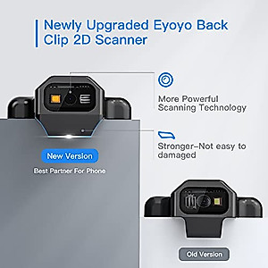 Upgraded Eyoyo QR Code Scanner Bluetooth Android Barcode Scanner, Portable Back Clip Wireless 1D 2D UPC ISBN Inventory Barcode Reader PDF417 Data Matrix Code Compatible with iPhone, Android Phone