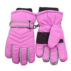 kimmyku Toddler Waterproof Winter Gloves Thinsulate Snow Ski Gloves for Kids Boy Girls Light Pink