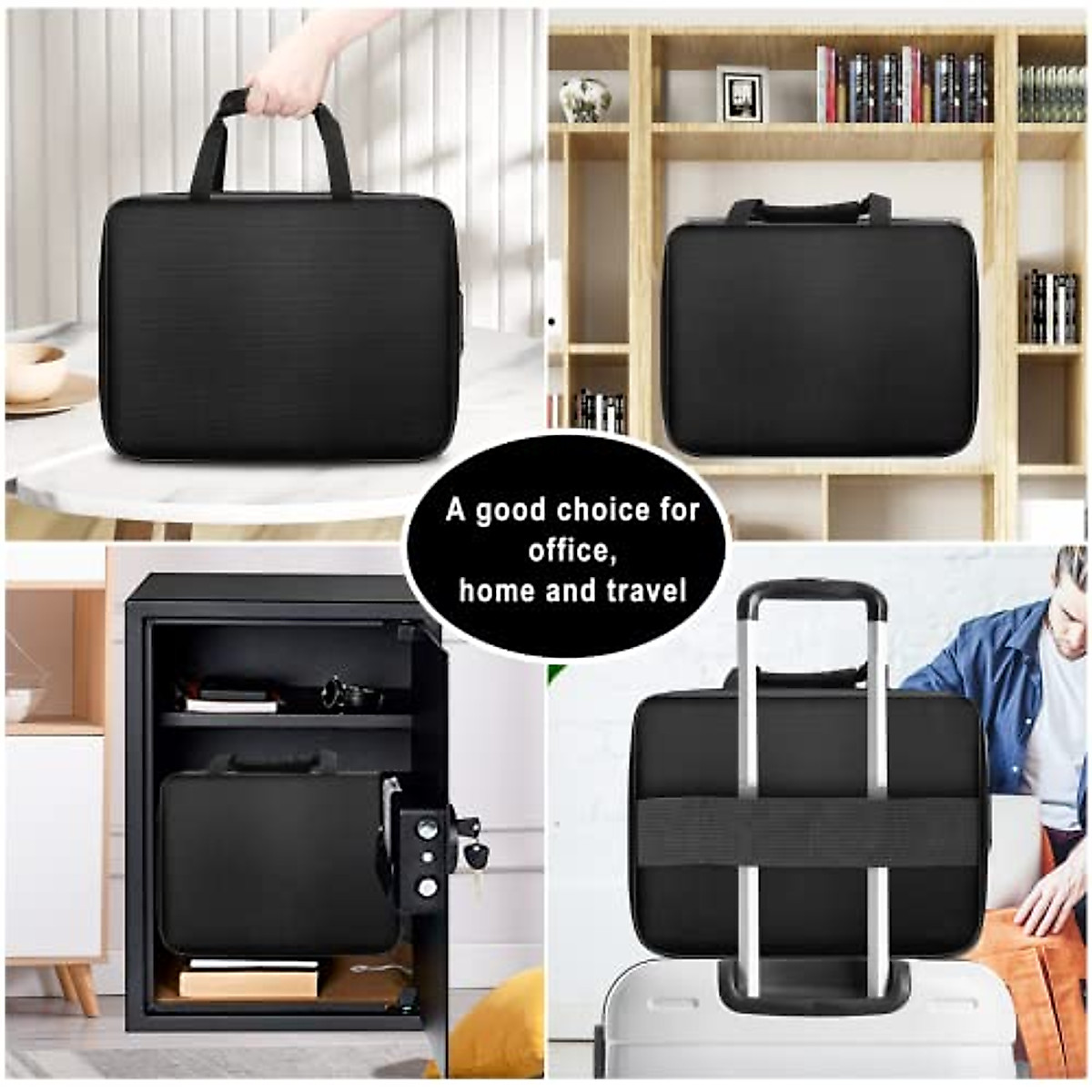 File Organizer Bag with 13 Pocket Accordion File Folder,ENGPOW Fireproof Document Organizer Bag with Lock,Multi-Layer Portable Document Storage Expanding Zip File Folder Filing Safe Box with Labels
