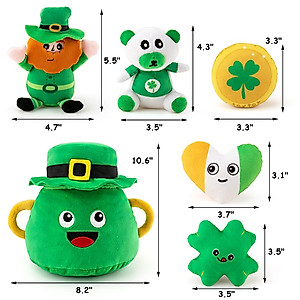 teytoy Baby St.Patrick's Day Toy 6PSC, Baby Plush Toys for Toddlers Pot Stuffed Leprechaun Toy, Ireland Shamrock, Shamrock Teddy Bear, Coin, Irish Baby Gift for Toddler Infant Newborn Party Decor