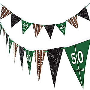 2 Pieces Football Pennant Banner American Football Theme String Flags Banners for Sports Party Decorations