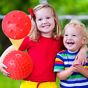 10 Packs Knobby Balls 9 Inches Sensory Balls Fun Bouncy Balls Spiky Toy Balls Inflatable Outdoor Ball Rubber Massage Stress Balls with Hand Air Pump for Party Favors Stocking Stuffers, 5 Colors