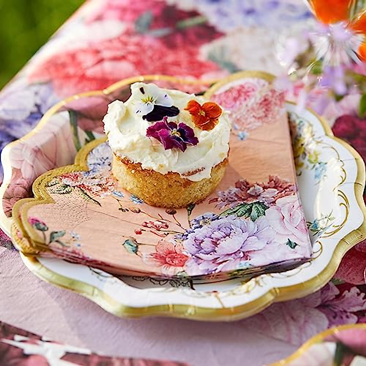 Talking Tables Truly Scrumptious Pack of 20 Floral Scalloped Napkins | Vintage Afternoon Tea Party Tableware For Decoupage, Birthday, Baby Shower, Bridal Shower, Mother's Day, multi, "12"""