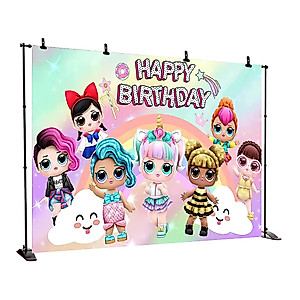 5X3FT Doll Toy Them Backdrop Happy Birthday Photo Photography Backdrops Dolls Girls Birthday Party Background Newborn Baby Shower Banner