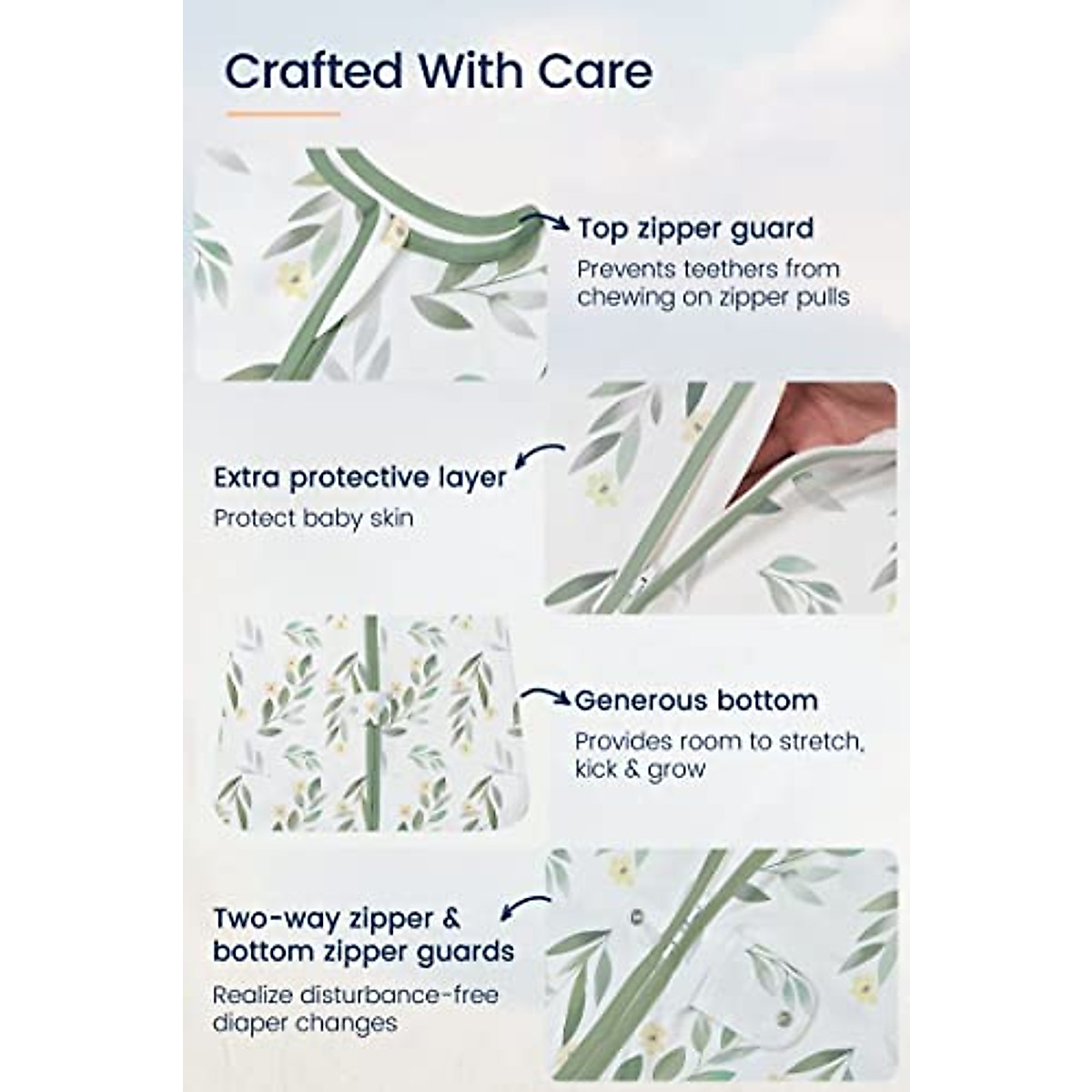 TotAha Light Baby Sleep Sack, Stretchy Sleepsack, Silky Comfort, Buttery Soft, Swaddle Transition Sleeping Bag, 2-Way Safe Zippers, Wearable Blanket Baby Sleep Bag for 0-3-6-12-18-24 Months 0.5 TOG