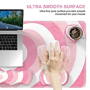 iLeadon Keyboard Mouse Pad Set, Large Gaming Mouse Pad + Keyboard Wrist Rest + Mouse Pad with Wrist Support + Coaster, Easy Typing Pain Relief, Desk Mat Set, Valentines Day Gifts for Her, Pink Heart