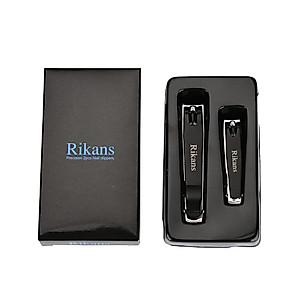 Rikans Nail Cutter Set – Pack of Two Nail Clippers – Large Toenail Cutter & Small Fingernail Cutter – Durable – Precise and Sharp – Ergonomic & Good Grip – 430 Stainless-Steel – Box Packaging