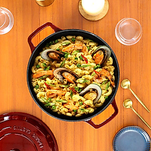 EDGING CASTING Enameled Cast Iron Dutch Oven Pot With Lid, Dutch Oven for Sourdough Bread Baking Round Pot Dule Handle, 6 Quart, Wine Red