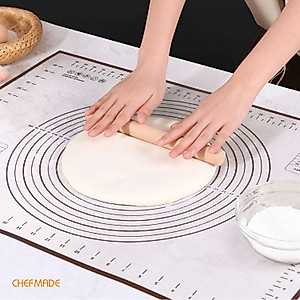 CHEFMADE Silicone Baking Mat, 36" x 24" Extra Thick Large Non-Stick Sheet Mat with Measurement | Non-Slip Reusable Food Grade Flexible Dishwasher Safe｜Making,Cookies,Macarons,Bread,Pastry and Pizza