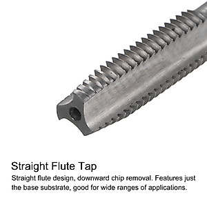 uxcell Tap & Bit Sets, M8 x 1.25 H2 Straight Flute Machine Thread Milling Tap 150mm Extra Long, 8mm High Speed Steel (HSS) Twist Drill Bit