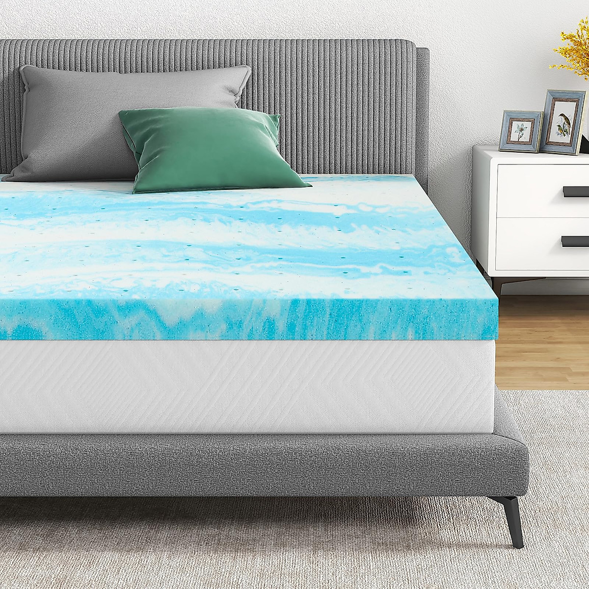 Mattress Topper King, 3 Inch Gel Infused Memory Foam Mattress Topper, King