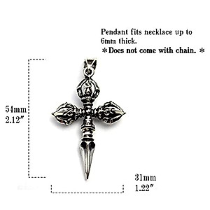 COSUMOSU Tibetan Buddhist Vajra Dorje Cross Amulet 925 sterling silver Pendant for men