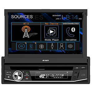 Jensen CDR7011 7 inch LED CD/DVD Touch Screen Single Din Car Stereo | Push to Talk Assistant | Backup Camera Input | Bluetooth | USB Fast Charging | 200 Watts (50x4)