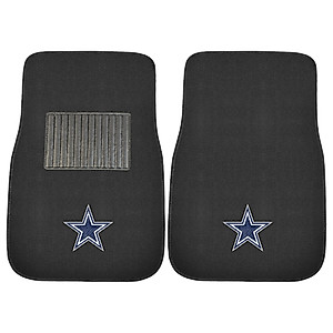 FANMATS 13497 Dallas Cowboys 2-Piece Deluxe Car Mat Set, Vinyl Trim and Colored Team Logo, Dual Rib Charcoal Carpet, Trimmable Edges