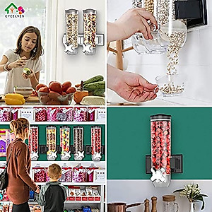 Cereal Dispenser, Food Dispenser Wall Mounted, Grain Dispenser Storage Containers with Cup, Single Control Candy Dispenser for Storing Snack Nut Coffee Beans, Kitchen Dry Cereal Dispenser, Black 1.5 L