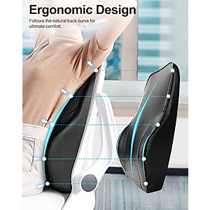 SEG Direct Lumbar Support Pillow for Car, Back Support with Vibrating Motors 12V, for Driving Fatigue Back Pain Relief, Memory Foam with Leather Cover, for Car Seat Home Office Chair