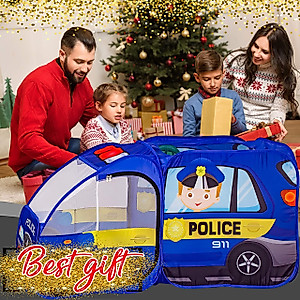 Police Car Pop Up Play Tent with Sound Button for Kids, Toddlers, Boys, Girls, Indoors & Outdoors – Playhouse for Interactive Fun - Foldable, Quick Setup Pretend Play Toys & Gift