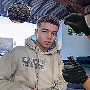 2PCS Hair Curl Sponge Gloves, Magic Curly Sponge Gloves Barber Curl Twist Sponge Glove Hair Sponge for Curling Twisting and Dread, Hair Brush Sponges for Black Men Curls (Right Glove)