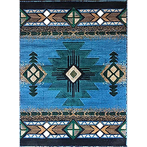 Champion Rugs Southwest Native American Indian Light Blue Area Rug (3 Feet 10 Inch X 5 Feet 2 Inch)